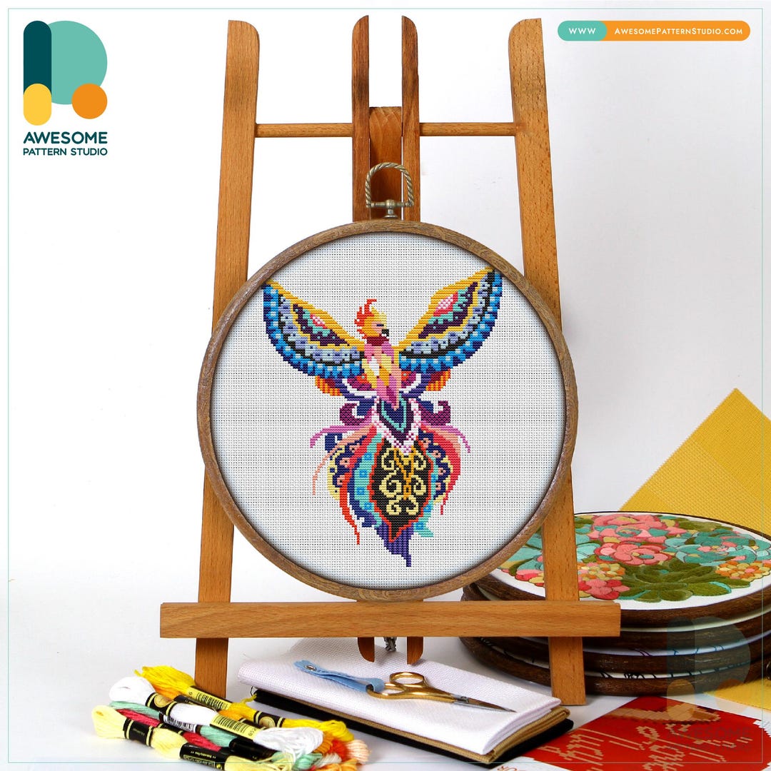 Mandala Phoenix Cross Stitch Pattern and Kit: Modern Cross Stitch ...