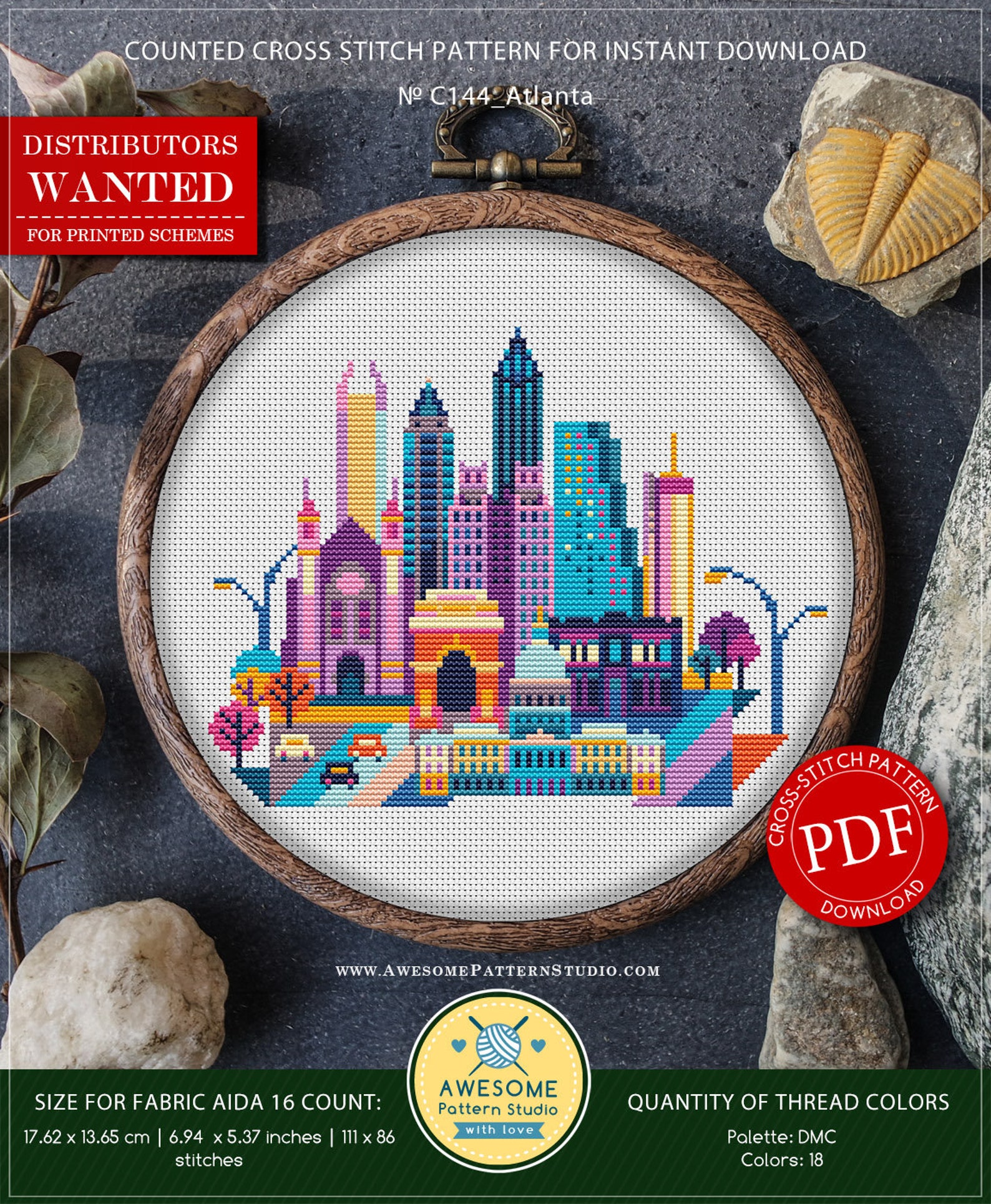 Atlanta P144 Embroidery Cross Stitch Pattern Download Cross - Etsy