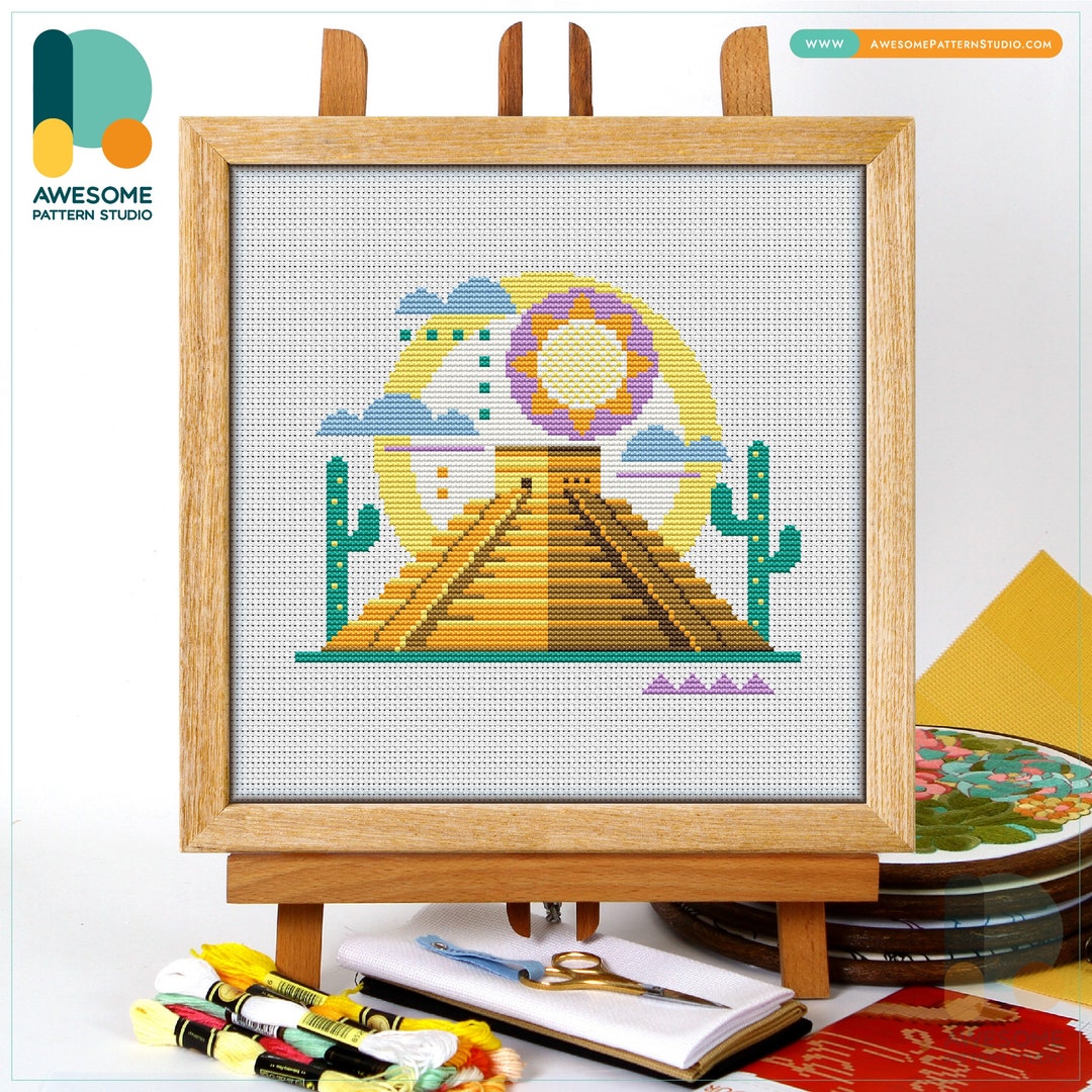 Chichen Itza, Mexico Cross Stitch Pattern and Kit: Modern Needlework ...