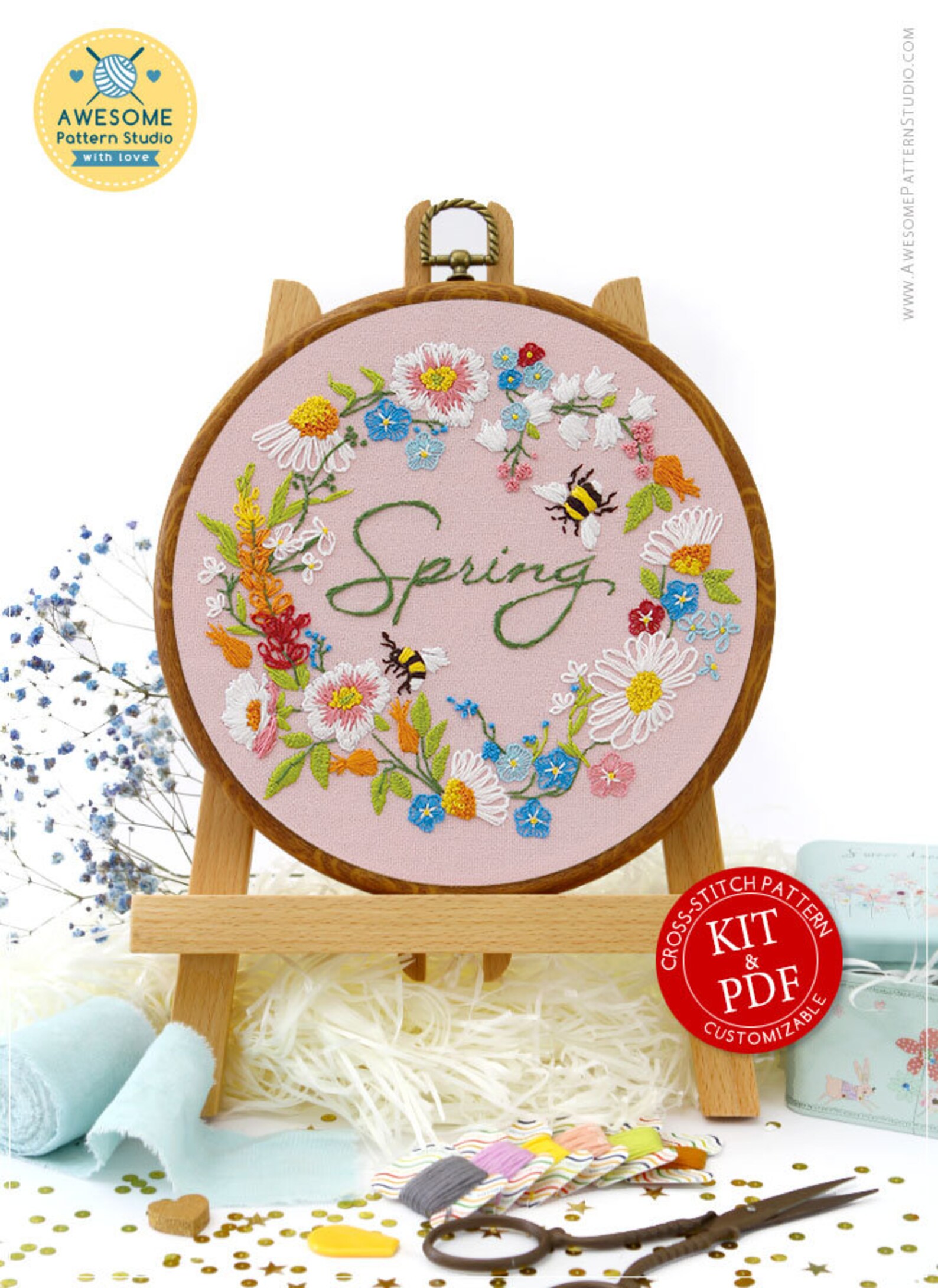 Spring Embroidery EM006 Embroidery Pattern KIT and PDF Diy - Etsy