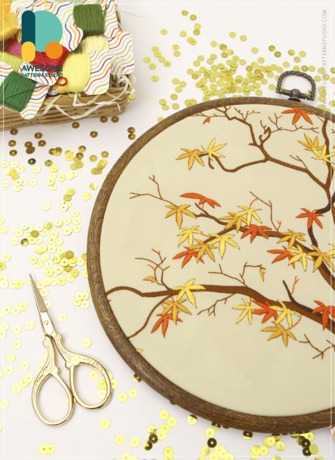 Autumn Leaves Embroidery Kit and Pattern - 3D Embroidery Art for Adult ...