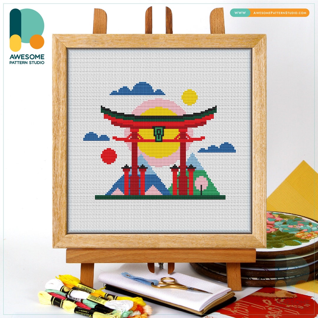 Itsukushima Shrine, Japan, Asia Cross Stitch Kit and Pattern: Modern ...