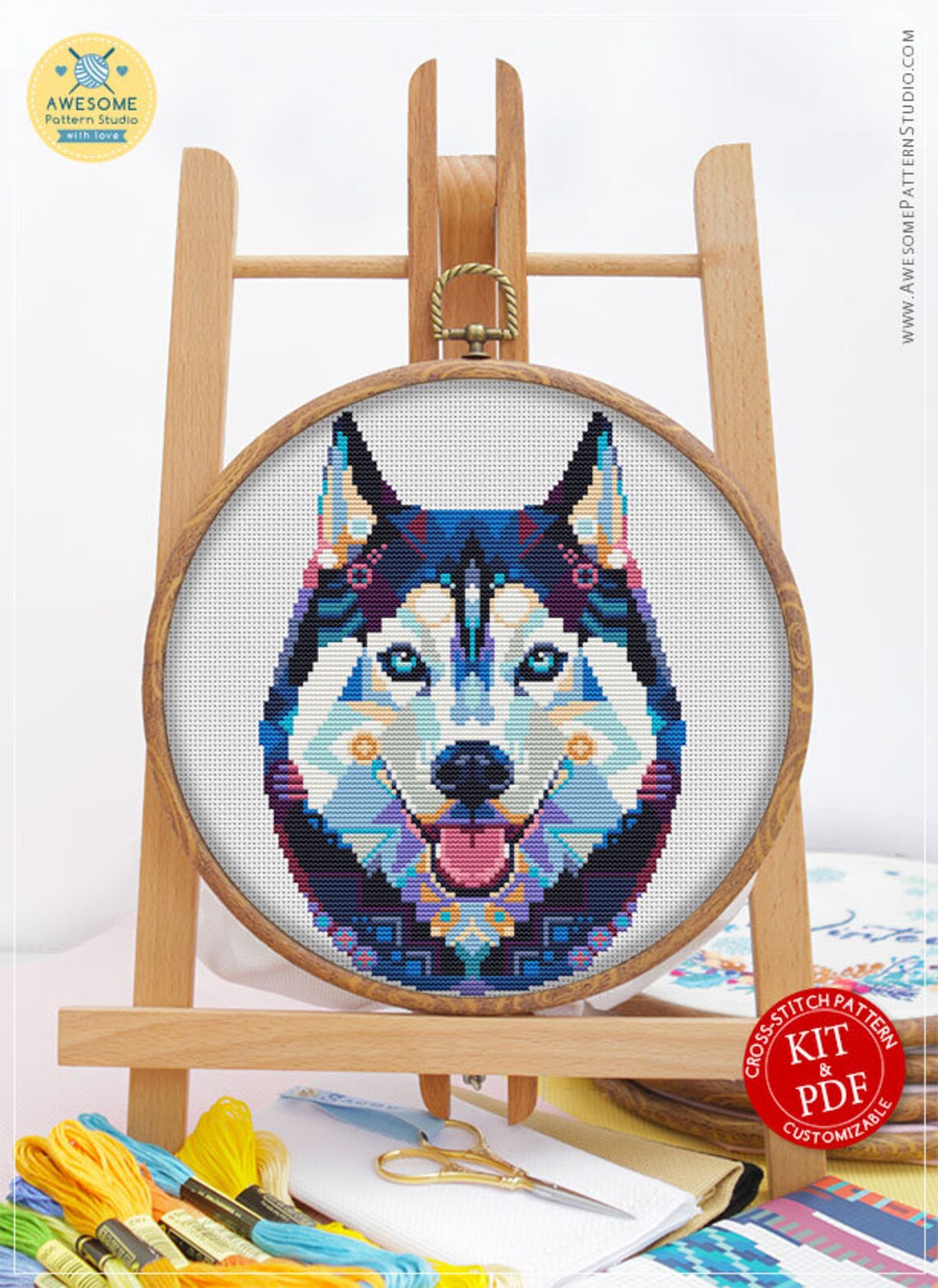 Siberian Husky CS795 Counted Cross Stitch Pattern KIT and PDF | Etsy