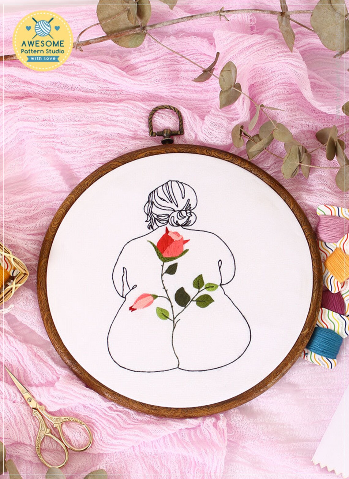 Plus Size Woman Embroidery EM030 Embroidery Pattern KIT and | Etsy