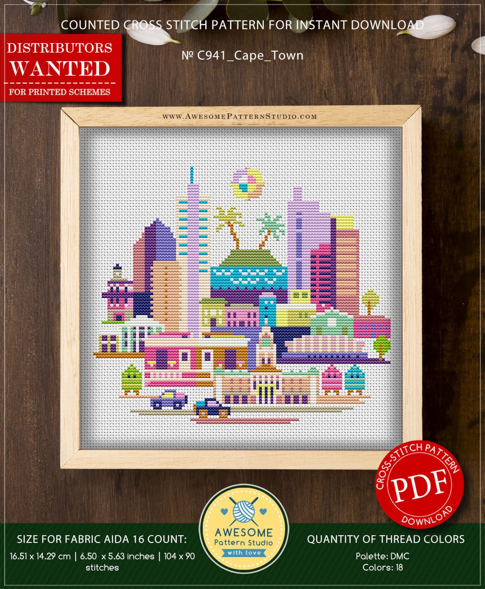 Cape Town South Africa P941 Cross Stitch Pattern Embroidery | Etsy