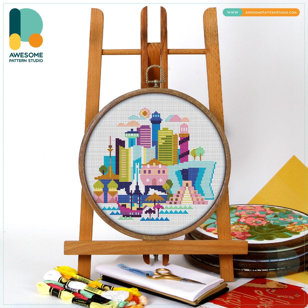 Cancun, Mexico, America Cross Stitch Pattern and Kit - Modern ...