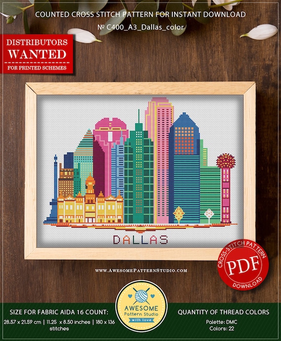 A3 Dallas Color P400 Embroidery Cross Stitch PDF Pattern | Etsy