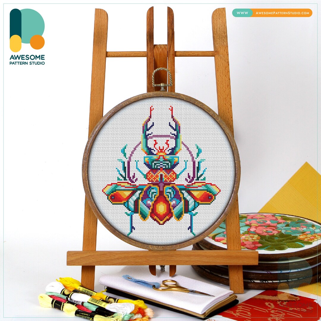 Mandala Bug Cross Stitch Pattern and Kit: Modern Cross Stitch ...