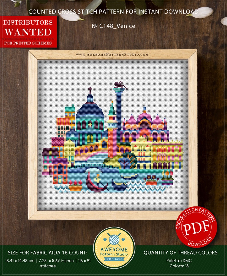 Venice P148 Embroidery Cross Stitch PDF Pattern Download - Etsy Australia