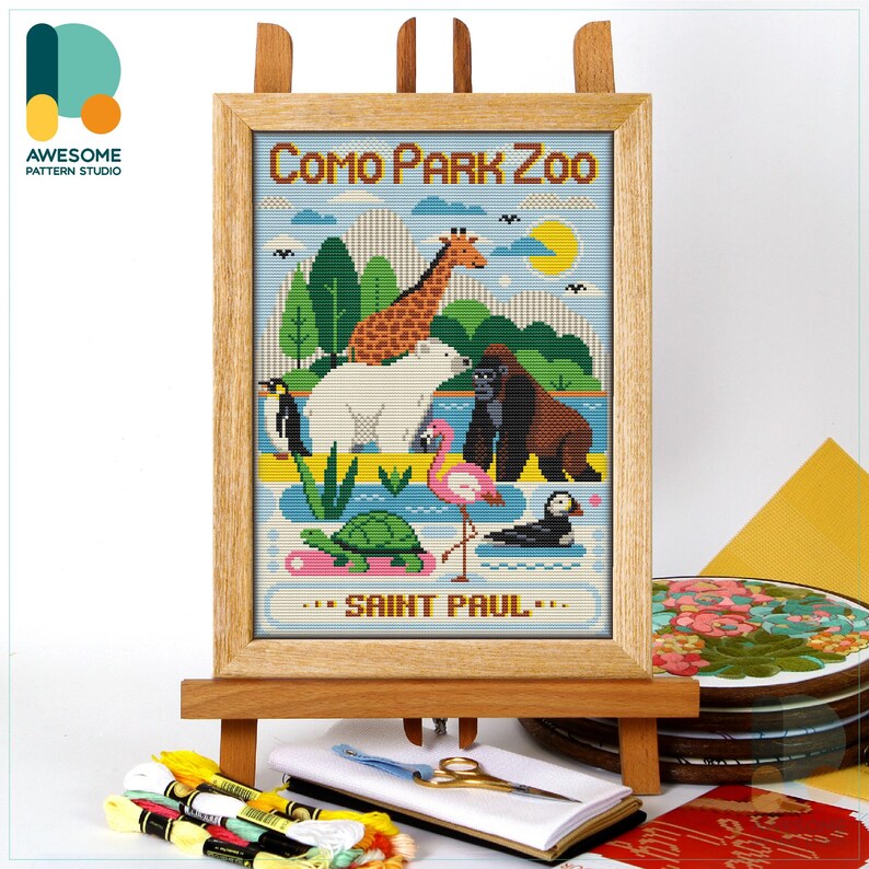 The Animals of Como Park Zoo Cross Stitch Kit and Pattern Modern ...
