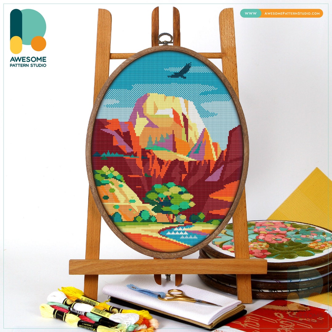 Zion National Park, Utah USA, America USA Cross Stitch Pattern and Kit ...
