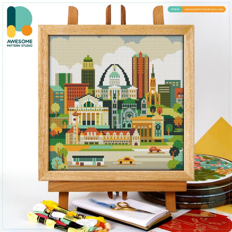 Saint Louis, USA, America Cross Stitch Pattern and Kit: Modern ...
