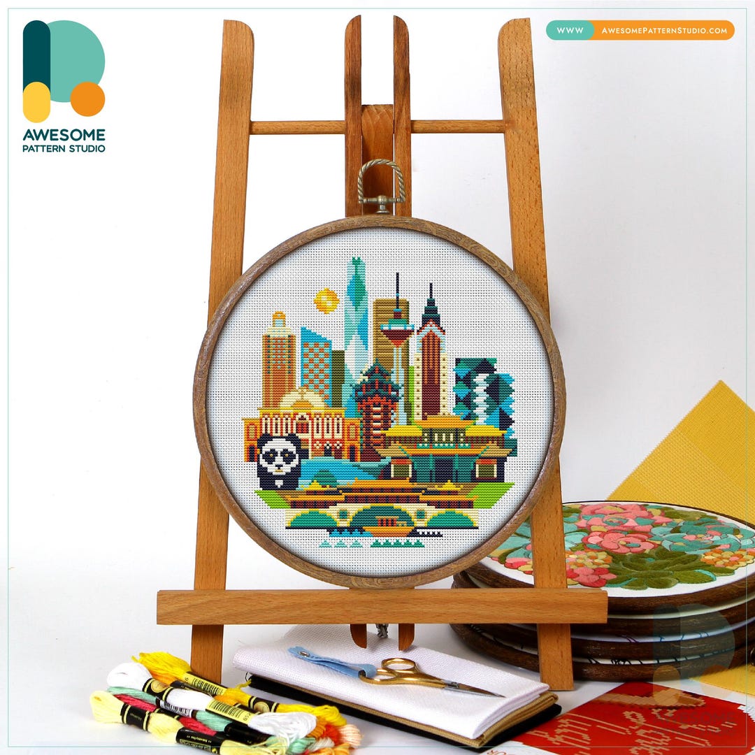 Chengdu, China, Asia Cross Stitch Pattern and Kit: Modern Needlework ...