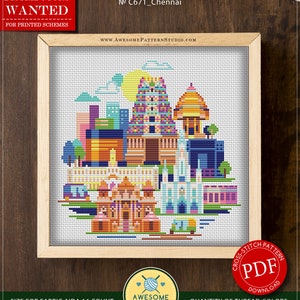 Chennai, India #P671 PDF Cross Stitch Pattern Cross Stitch Embroidery ...