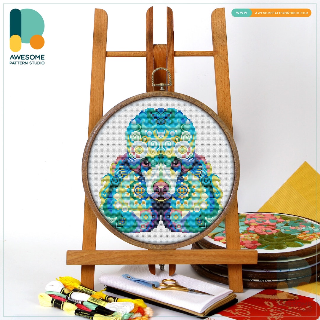 Poodle CS781, Counted Cross Stitch Pattern KIT and PDF | Cross Pattern ...
