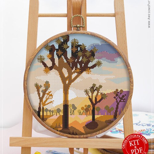 Joshua Tree National Park Modern Cross Stitch Pattern Nature - Etsy