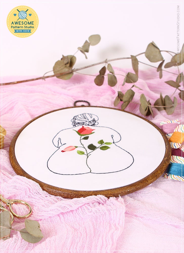 Plus Size Woman Embroidery EM030 Embroidery Pattern KIT and | Etsy
