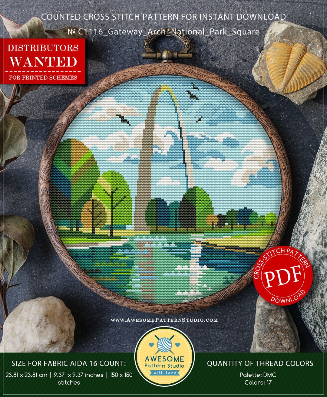 Gateway Arch National Park Oval #P1116 Cross Stitch Pattern Embroidery ...