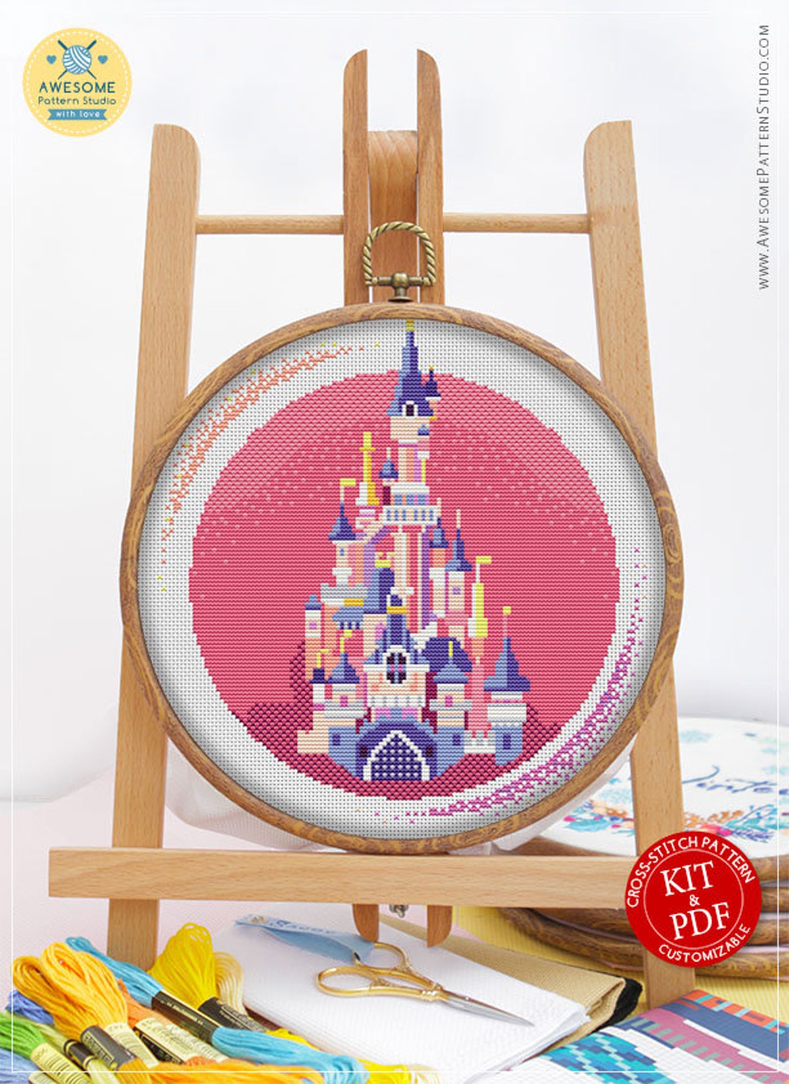 Paris Disney Castle CS809 Counted Cross Stitch Pattern KIT | Etsy