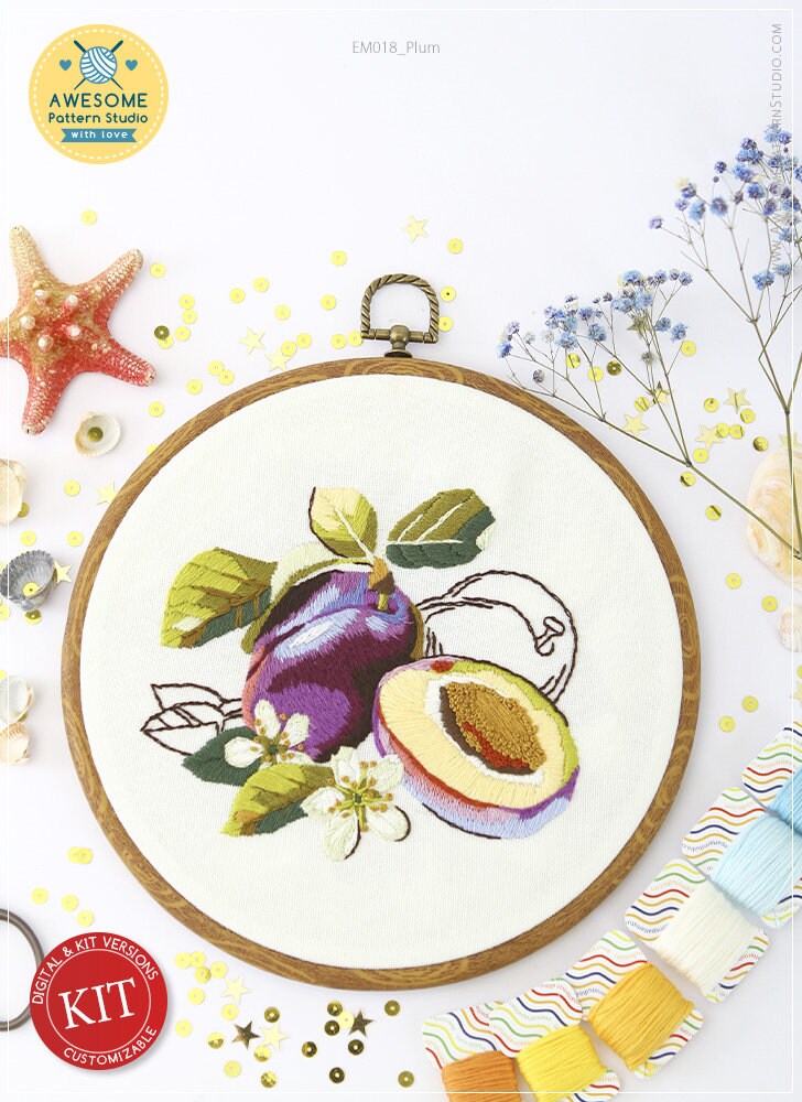 Plum Embroidery EM018 Embroidery Pattern KIT and PDF - Etsy