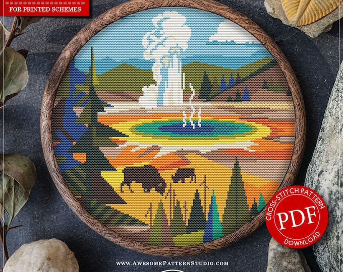 Yellowstone National Park P466 Cross Stitch Embroidery - Etsy