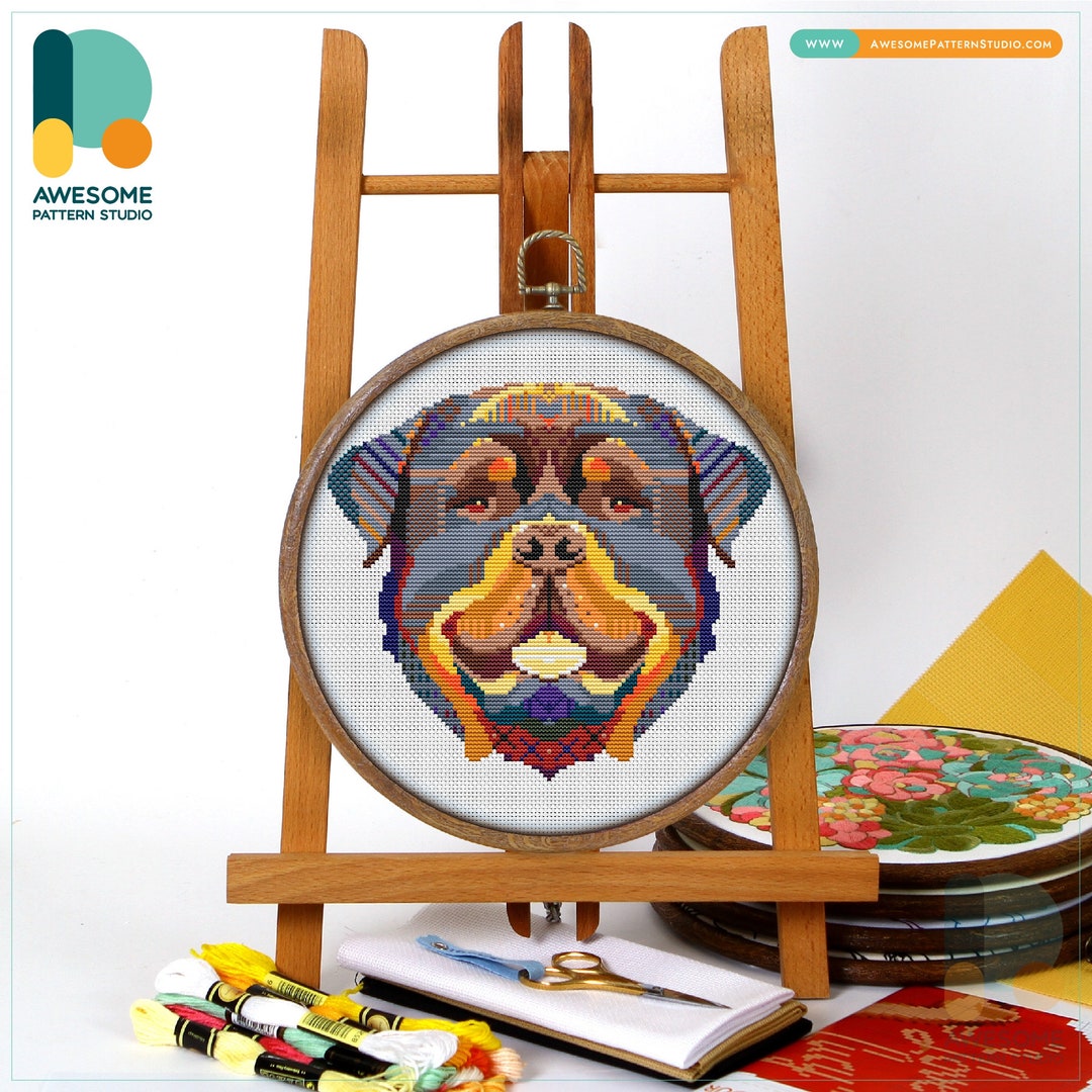 Rottweiler Cross Stitch Pattern and Kit: Modern Needlework Art With PDF ...