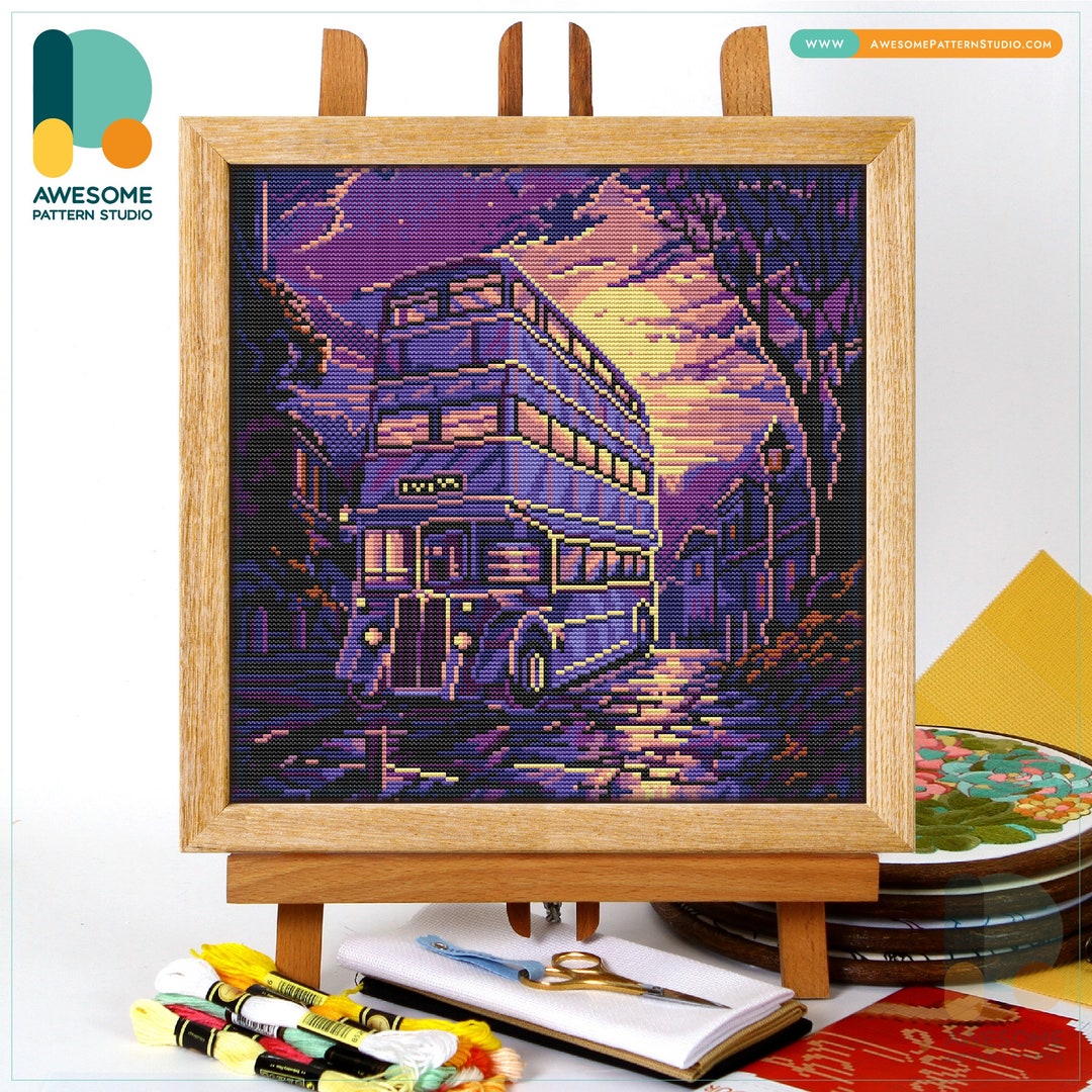 Knight Bus Cross Stitch Pattern and Kit: Modern Cross Stitch Needlework ...