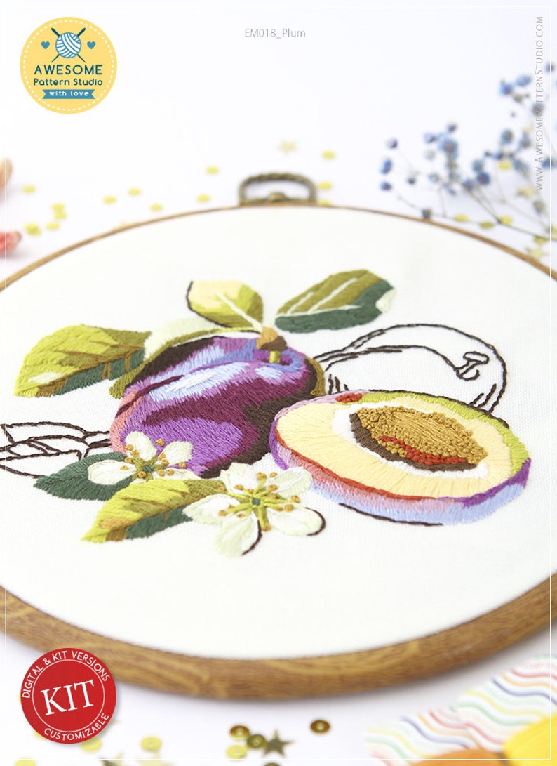 Plum Embroidery EM018 Embroidery Pattern KIT and PDF - Etsy
