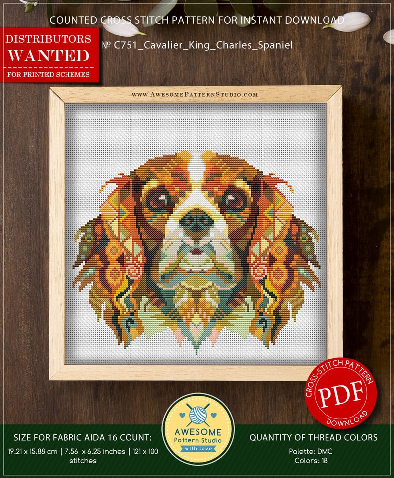 Cavalier King Charles Spaniel #P751 PDF Cross Stitch Pattern Cross ...