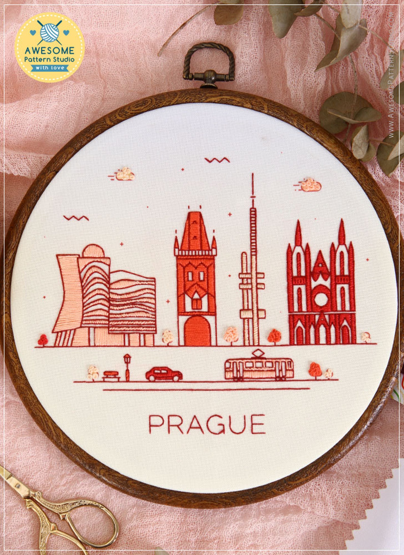 Prague Czech Republic Embroidery EM145 Embroidery Pattern KIT - Etsy