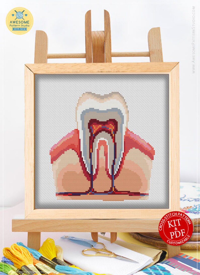 Human Body Tooth CS1088 Counted Cross Stitch Pattern KIT and - Etsy