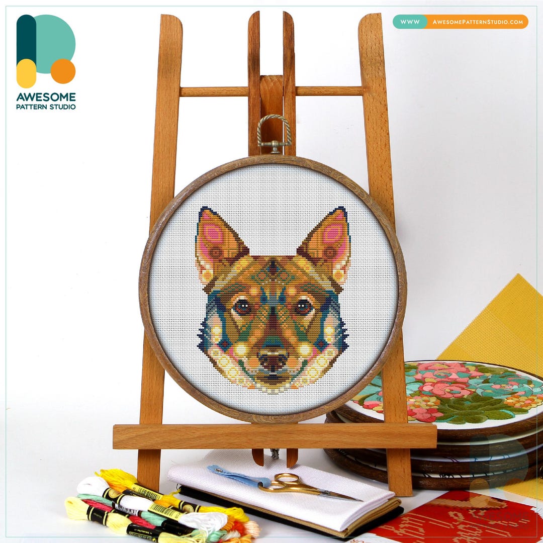 Mandala Swedish Vallhund Cross Stitch Pattern and Kit - Modern Cross ...