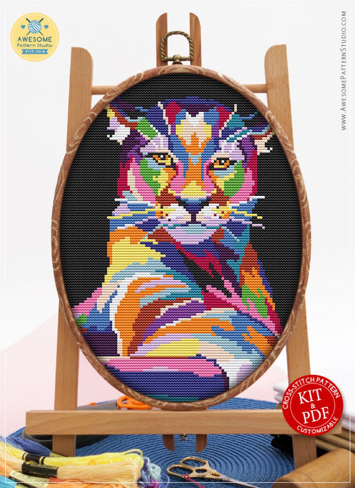 Puma Abstract Animal CS901 Counted Cross Stitch Pattern KIT | Etsy