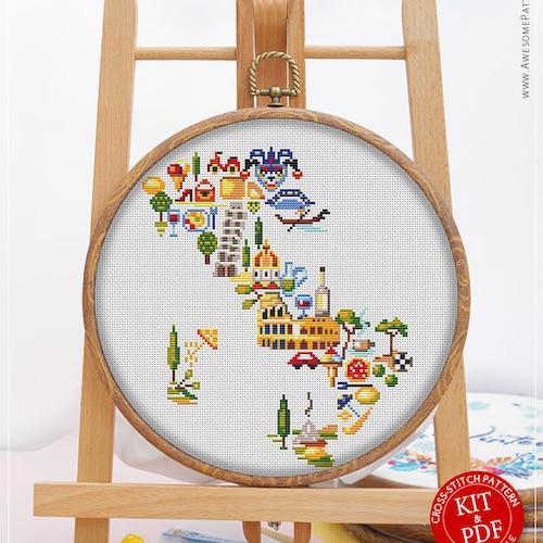 I Love Italy Cross Stitch Pattern PDF Instant Download - Etsy