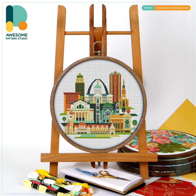 Saint Louis, USA, America Cross Stitch Pattern and Kit: Modern ...