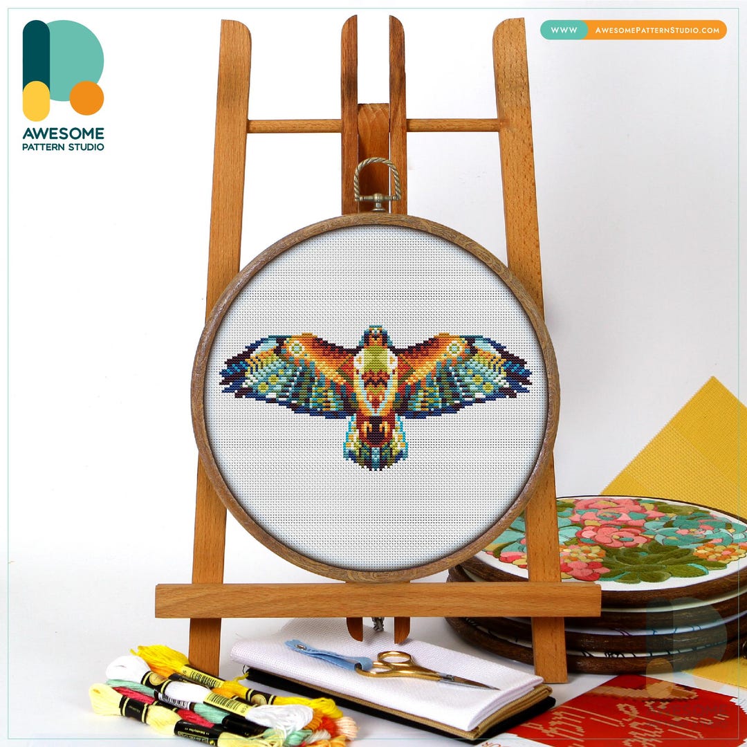 Mandala Falcon Cross Stitch Pattern and Kit: Modern Cross Stitch ...