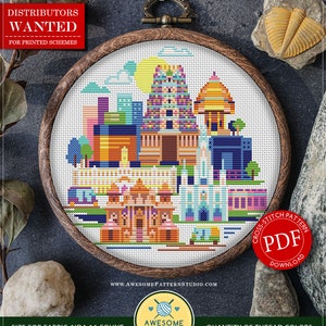 Chennai, India #P671 PDF Cross Stitch Pattern Cross Stitch Embroidery ...