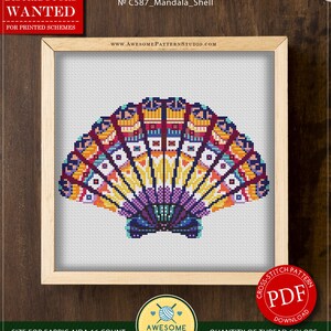 Mandala Shell #P587 Cross Stitch Embroidery Pattern Download ...