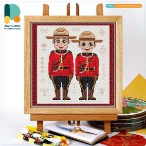 Canadian Mounties Uniform Cross Stitch Pattern and Kit - Modern Cross ...