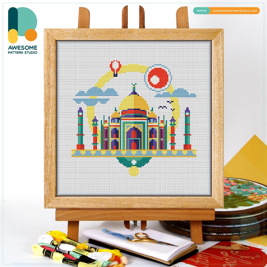 Taj Mahal, India, Asia Cross Stitch Kit and Pattern - Modern Cross ...
