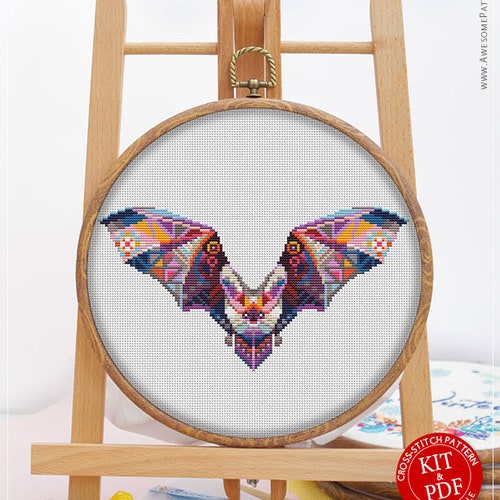 Mandala Bat CS532 Counted Cross Stitch Pattern KIT and PDF | Etsy