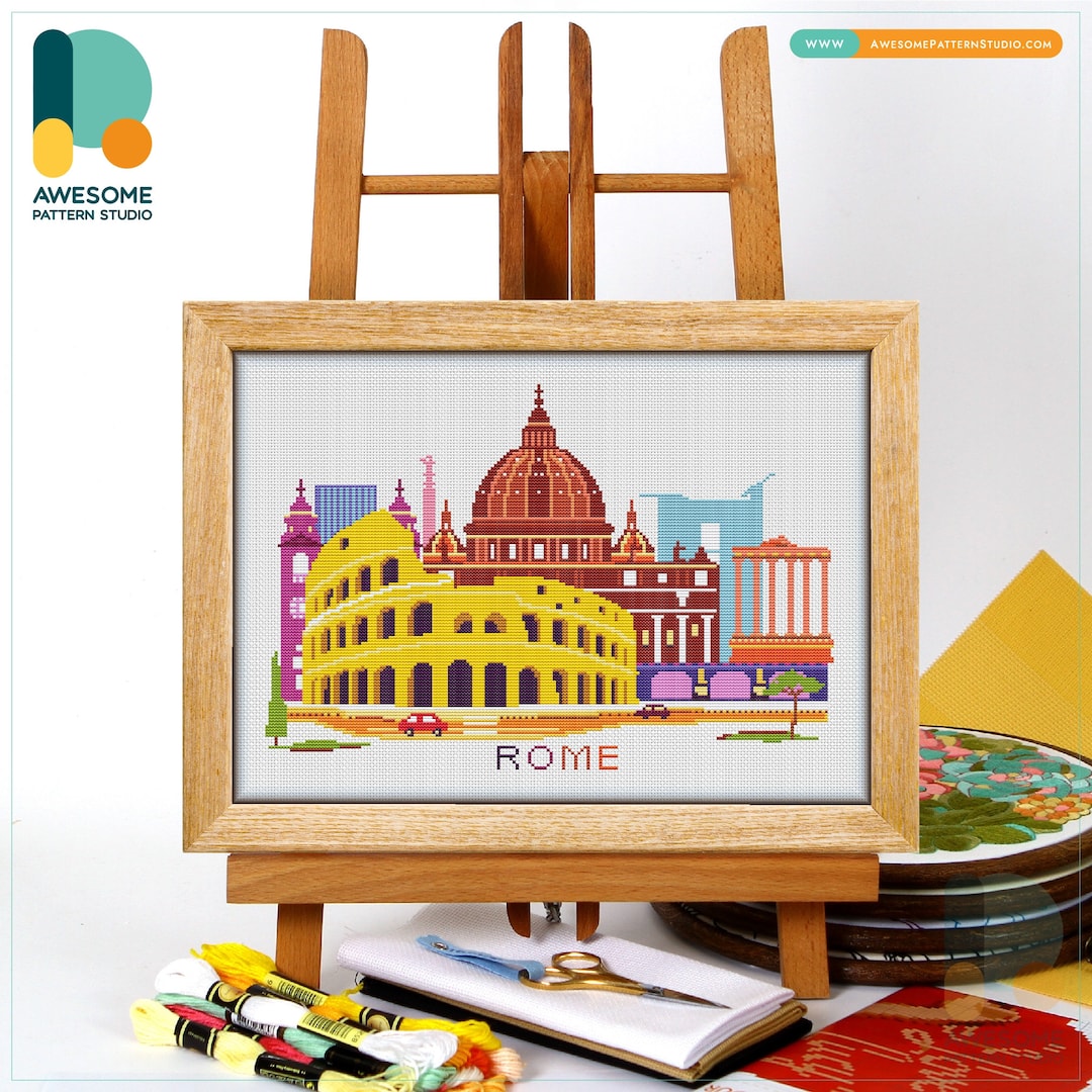 Rome, Italy, Europe Cross Stitch Pattern and Kit - Modern Needlework ...