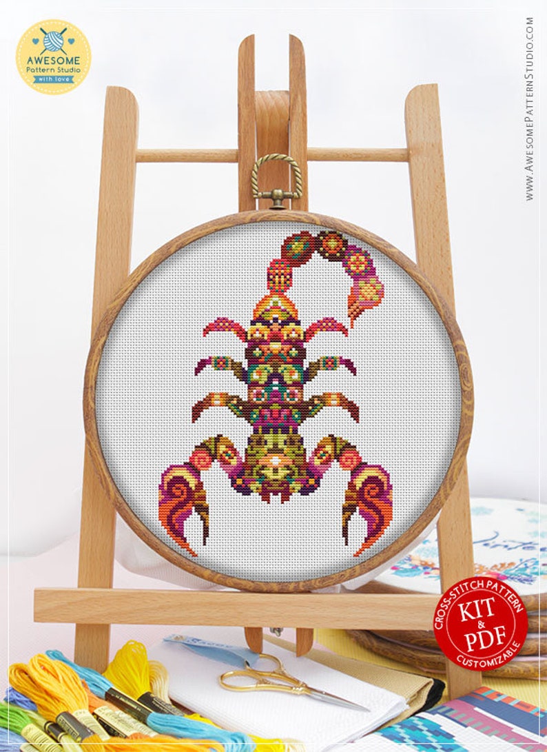 Mandala Scorpion CS618 Counted Cross Stitch Pattern KIT and - Etsy