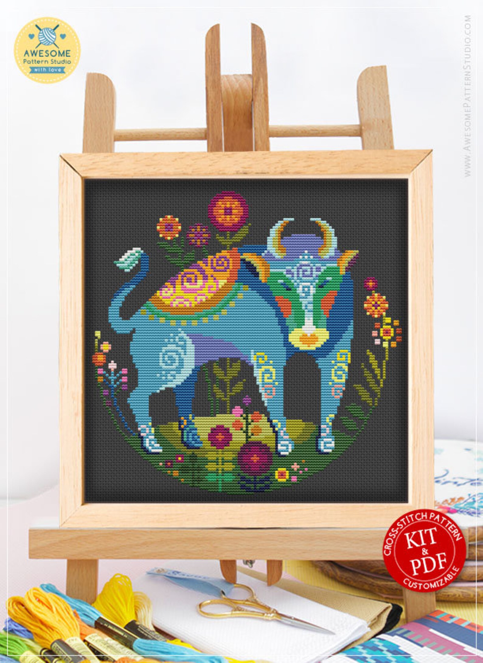 Taurus CS120 Counted Cross Stitch Pattern KIT and PDF | Etsy