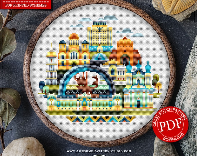 William the Worm - Labyrinth Cross Stitch - Ello Worm Modern Cross ...