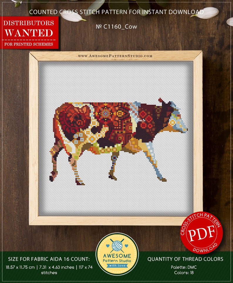 Cow P1160 Cross Stitch Pattern Cross Stitch Pattern | Etsy