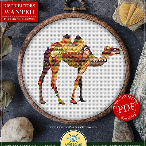 Camel cross stitch pattern modern geometric cross stitch | Etsy