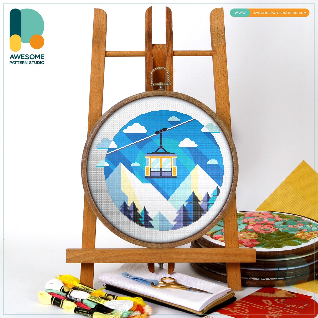 Ski Lift CS502, Counted Cross Stitch Pattern KIT and PDF Stitching Pdf ...