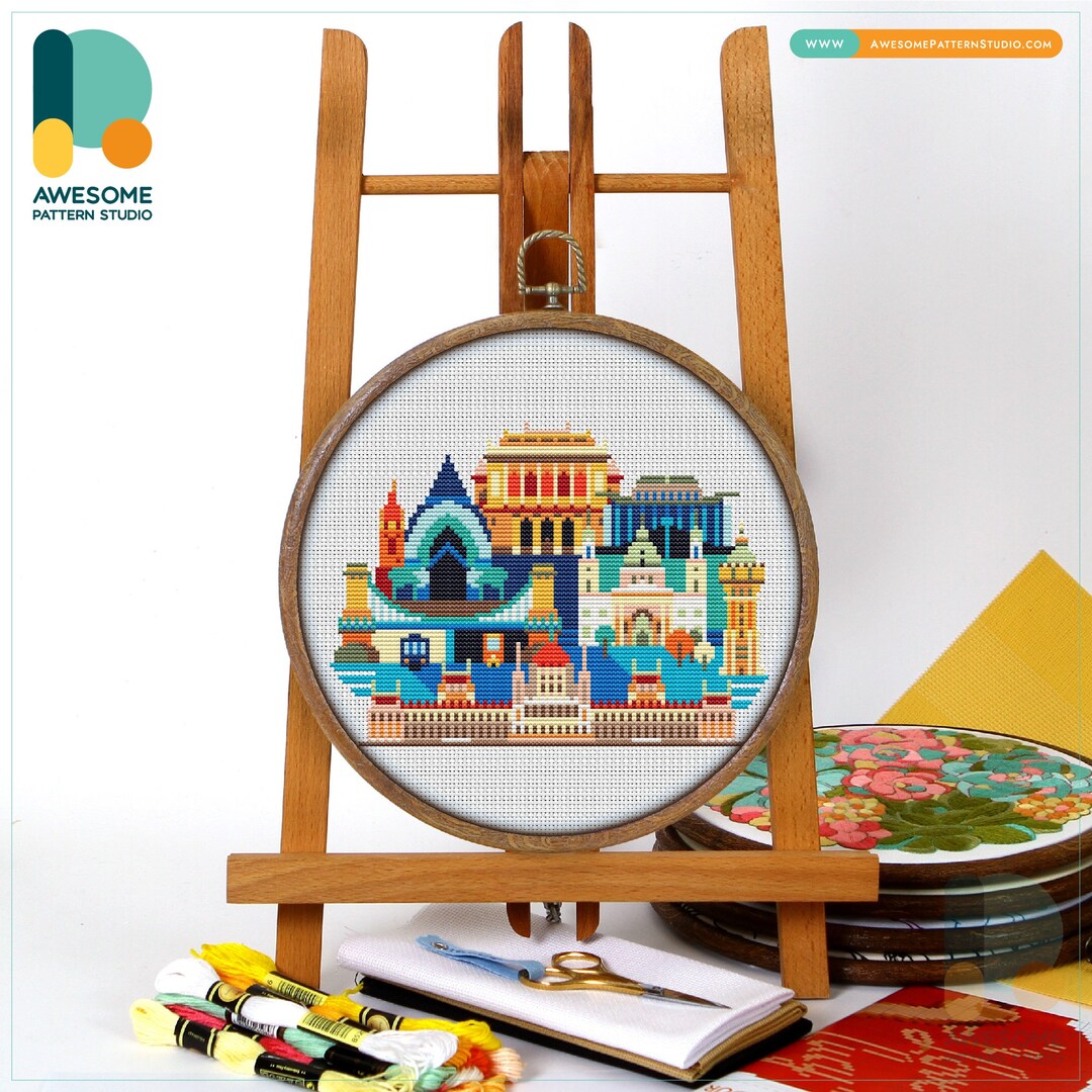 Budapest, Hungary, Europe Cross Stitch Pattern and Kit: Modern Cross ...