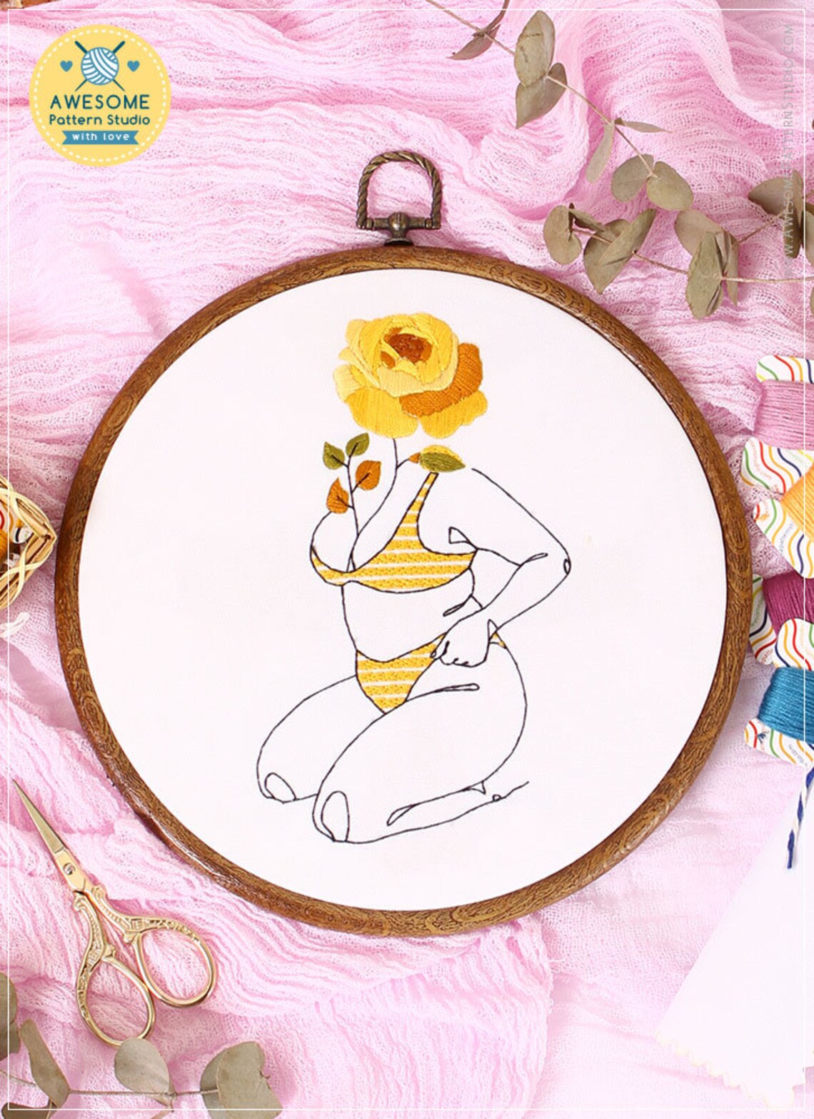 Plus Size Woman Embroidery EM040 Embroidery Pattern KIT and | Etsy
